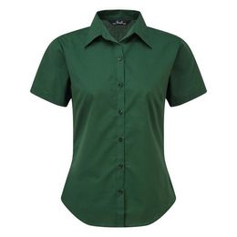 Premier Damen Kurzarm Popeline Bluse / Arbeitshemd (Flaschengr&uuml;n)