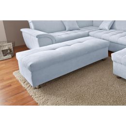 Hocker DOMO collection "FRANZI, elegant, komfortabel", blau (pastelblau), B:136cm H:43cm T:64cm, Flachgewebe (100% Polyester);Chenille (100% Polyester), Hocker, Hocker mit Stauraum Polsterhocker, inklusive Stauraum