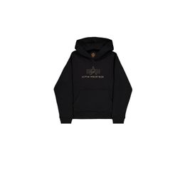 Hoodie Alpha Industries "Basic Hoodie BL TPU", Herren, Gr. L, schwarz (schwarz, gold), Obermaterial: 80% Baumwolle, 20% Polyester, regular fit, Sweatshirts Hoodie
