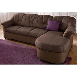 Ecksofa DOMO collection "FLORES Schlafsofa, 233x142x86 cm, L-Form", braun (braun, dunkelbraun), B:233cm H:86cm T:142cm, Kunstleder SOFTLUX / Struktur ( 90% Polyester, 10% Polyacryl );NaturLEDER (echtes Rindsleder) in Sitz und R&uuml;cken. Korpus in passendem Kunstleder SOFTLUX bezogen;Microfaser PRIMABELLE (100% Polyester) / Struktur ( 100% Polyester ), Sofas, Ecksofa, whlw. mit Bettfunktion, whlw. mit