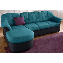 Ecksofa DOMO collection "FLORES Schlafsofa, 233x142x86 cm, L-Form", schwarz (schwarz, petrol), B:233cm H:86cm T:142cm, Kunstleder SOFTLUX / Struktur ( 90% Polyester, 10% Polyacryl );NaturLEDER (echtes Rindsleder) in Sitz und R&uuml;cken. Korpus in passendem Kunstleder SOFTLUX bezogen;Microfaser PRIMABELLE (100% Polyester) / Struktur ( 100% Polyester ), Sofas, Ecksofa, whlw. mit Bettfunktion, whlw. mit 
