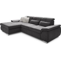 Ecksofa DIE PLANBAR "MP-IN16037 L-Form mit Kaltschaum-Polsterung", grau (anthrazit), B:289cm H:85cm T:195cm, 100% Polyester, Sofas, Ecksofa, mit Sitztiefenverstellung & Zierkissen