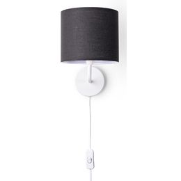 Paco Home Wandleuchte "Uni Color", wei&szlig; (schwarz), 1, &Oslash; 18cm H: 26,5cm, Leuchten, Wandlampe Schalter Flur Wohnzimmer &Oslash; 18cm Unifarben Deko Kabel 3m E14, Wandleuchte