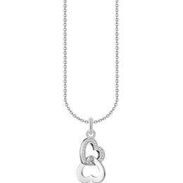 Kette mit Anh&auml;nger Thomas Sabo "mit verschlungenen Herzen" Gr. 45, bunt (silberfarben, wei&szlig;), Halsketten, Damen, 45, Silber 925 (recycelt), mit Zirkonia (synth.)