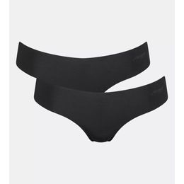 String Sloggi "ZERO Microfibre 2.0", Damen, Gr. M, schwarz, Single Jersey, Obermaterial: 76% Polyamid, 24% Elasthan, Unterhosen String, nahtlos, gewellte Abschl&uuml;sse, ultraleicht, Hipster-Stil