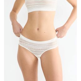 Hipster Sloggi "FREE Evolve", Damen, Gr. 1, wei&szlig; (silk wei&szlig;), Single Jersey, Obermaterial: 65% Polyester, 35% Elasthan, unifarben, k&ouml;rpernah, Unterhosen, super weich, dehnf&auml;hig, Spitze