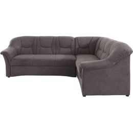 Ecksofa DOMO collection "SARAFINA 240x190 cm, auch mit Federkern f&uuml;r mehr Sitzkomfort", grau (stone), B:240cm H:83cm T:190cm, Microfaser PRIMABELLE (100% Polyester) / Struktur (90% Polyester; 10% Polyacryl);Luxus-Microfaser (92% Polyester, 8% Nylon);Microfaser PRIMABELLE (100% Polyester), Sofas, Ecksofa, whlw. mit Bettfunktion, elegantes Design, L-Form