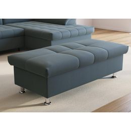 Hocker DOMO collection "FRANZI, elegant, komfortabel", blau (eisblau), B:136cm H:43cm T:64cm, 100% Polyester, Hocker, Hocker mit Stauraum Polsterhocker, inklusive Stauraum