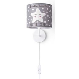 Paco Home Wandleuchte "Aleyna 105", wei&szlig; (grau), 1, &Oslash; 18cm H: 26,5cm, Leuchten, Kinderlampe Babyzimmer Kinderzimmer &Oslash; 18cm Sterne Kabel 3m E14, Wandleuchte