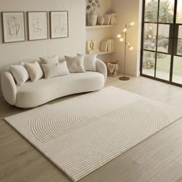 Teppich Sehrazat "Rio 1700, auch als L&auml;ufer", creme, B:80cm H:7mm L:300cm, Polyester, Teppiche, Teppich, Kurzflor, grafisches Hoch Tief Muster, Wohnzimmer