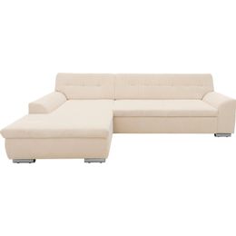 Ecksofa DOMO collection "TREVISO viele Bez&uuml;ge, auch in Cord, L-Form, 267x80x83 cm", beige (creme), B:267cm H:83cm T:178cm, 100% Polyester, Sofas, Ecksofa, wahlw. mit Bettfunktion, inkl. Zierkissen, Unser Dauertiefpreis