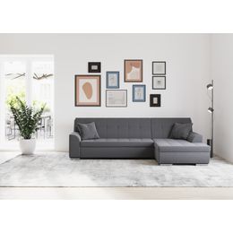 Ecksofa DOMO collection "TREVISO viele Bez&uuml;ge, auch in Cord, L-Form, 267x80x83 cm", grau, B:267cm H:83cm T:178cm, 100% Polyester, Sofas, Ecksofa, mit Bettfunktion, inkl. Zierkissen, Unser Dauertiefpreis