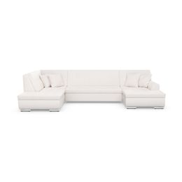 Wohnlandschaft DOMO collection "TREVISO inkl. Zierkissen, moderne Steppung, XXL: 364x201x83 cm", beige (creme), B:364cm H:83cm T:201cm, 95% Polyester, 5% Polyamid, Sofas, Wohnlandschaft, wahlweise mit Bettfunktion, in vielen Bezugsarten auch in Cord U-Form