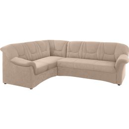 Ecksofa DOMO collection "SARAFINA 240x190 cm, auch mit Federkern f&uuml;r mehr Sitzkomfort", beige (natur), B:240cm H:83cm T:190cm, Microfaser PRIMABELLE (100% Polyester) / Struktur (90% Polyester; 10% Polyacryl);Luxus-Microfaser (92% Polyester, 8% Nylon);Microfaser PRIMABELLE (100% Polyester), Sofas, Ecksofa, whlw. mit Bettfunktion, elegantes Design, L-Form