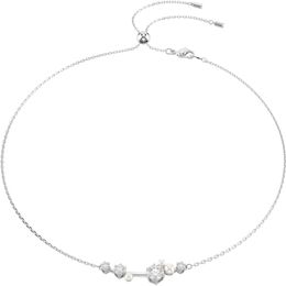 Collier Swarovski "Schmuck Geschenk Constella Halskette", silber (metallfarben, kristallwei&szlig;, wei&szlig;), Halsketten, Damen, Metall Perlen, L: 48, Metall, Perlen, Collier, mit Swarovski Zirkonia (synth.) - mit Swarovski Perle
