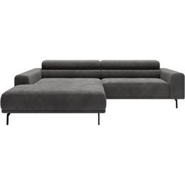 Sch&ouml;ner Wohnen Kollektion Ecksofa "Tossa, Modernes Design trifft smarte Funktione, Breite 258 cm", grau (schwarz, grau), B:258cm H:71cm T:217cm, 88% Polyester, 12% Polyacryl, SCH&Ouml;NER WOHNEN-KOLLEKTION, Sofas, Ecksofa, Motorischer Sitzvorzug, Kopfteil-Funktion & Saugroboter-H&ouml;he