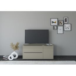 Lowboard "Reno", taupe matt lack, glas taupe glanz, B:137cm H:63cm T:42cm, Glas, Holzwerkstoff, SET ONE BY Musterring, Sideboards, Lowboard, Mit Gleitern und in verschiedenen Farben erh&auml;ltlich