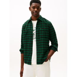 Langarmhemd Tommy Hilfiger "BUFFALO CHECK", Herren, Gr. XXL, N-Gr, ornamental gr&uuml;n, check, Web, Obermaterial: 100% Baumwolle, kariert, regular fit, 1-Knopf-Manschette, Hemden, regular fit, Kentkragen, kariert