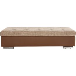 Hocker DOMO collection "TREVISO XXL: 161x60x41 cm", braun (braun, beige, beigebraun), B:161cm H:41cm T:60cm, Microfaser-Primabelle (100% Polyester) / Struktur (90% Polyester; 10% Polyacryl);Kunstleder Softlux / Struktur (90% Polyester; 10% Polyacryl), Hocker, Hocker mit Stauraum Polsterhocker, mit Stauraum, auch in Cord, passend zur Serie, moderne Steppung