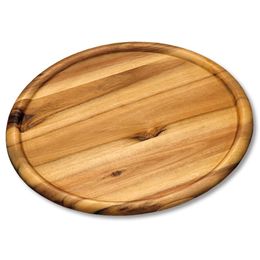 Pizzateller Kesper "Servierbrett", braun, B:32cm H:2cm L:32cm &Oslash;:32cm, Holz, Speiseteller, mit hohem Rand, aus Akazienholz