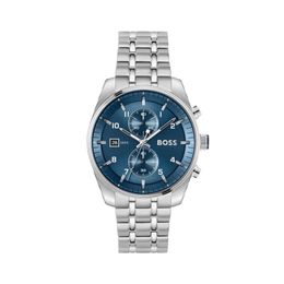 Chronograph BOSS "SKYTRAVELLER", silberfarben, Armbanduhren, Herren, Chronograph, Quarzuhr, Armbanduhr, Herrenuhr, Edelstahlarmband, analog, Tag