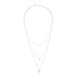 Kette mit Anh&auml;nger Lascana "Halskette", Damen, Gr. Metall, L: 68, silberfarben, gl&auml;nzend, Basic, Halsketten, mehrreihige Halskette, geometische Anh&auml;nger