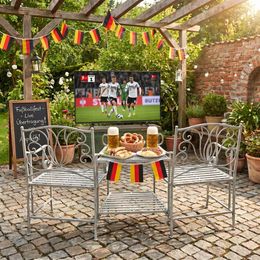 Sitzgruppe AMBIENTE HAUS, grau, B:160cm H:90cm T:52cm, Metall, Sitzm&ouml;bel-Sets, Gartenm&ouml;bel-Set, St&uuml;hle mit Tisch Outdoor geeignet