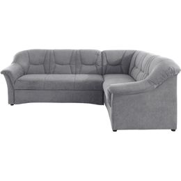 Ecksofa DOMO collection "SARAFINA 240x190 cm, auch mit Federkern f&uuml;r mehr Sitzkomfort", grau, B:240cm H:83cm T:190cm, Microfaser PRIMABELLE (100% Polyester) / Struktur (90% Polyester; 10% Polyacryl);Luxus-Microfaser (92% Polyester, 8% Nylon);Microfaser PRIMABELLE (100% Polyester), Sofas, Ecksofa, whlw. mit Bettfunktion, elegantes Design, L-Form