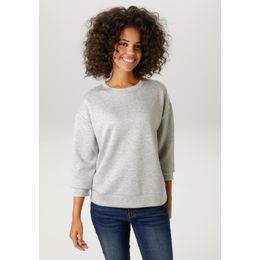 Sweatshirt Aniston CASUAL, Damen, Gr. 36, hellgraumeliert, Jersey, Obermaterial: 50% Viskose, 45% Polyester, 5% Elasthan, Glitzermuster, meliert, l&auml;ssig geschnitten h&uuml;ftlang, Rundhals, Sweatshirts Sweatshirt, allover mit kleinen Glitzersteinchen Verziert