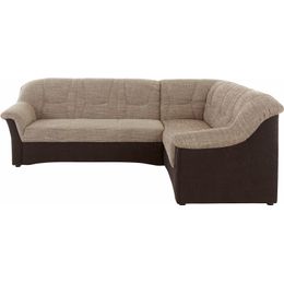 Ecksofa DOMO collection "SARAFINA 240x190 cm, auch mit Federkern f&uuml;r mehr Sitzkomfort", braun (braun, braun, beige), B:240cm H:83cm T:190cm, Microfaser PRIMABELLE (100% Polyester) / Struktur (90% Polyester; 10% Polyacryl);Luxus-Microfaser (92% Polyester, 8% Nylon);Microfaser PRIMABELLE (100% Polyester), Sofas, Ecksofa, whlw. mit Bettfunktion, elegantes Design, L-Form