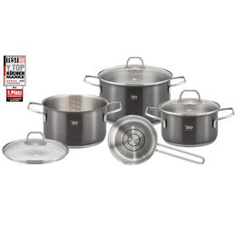Topf-Set ELO "Twice Select Topfset 6-teilig", grau, T&ouml;pfe, Edelstahl-B&uuml;gelgriff mit Fingerschutzplatte