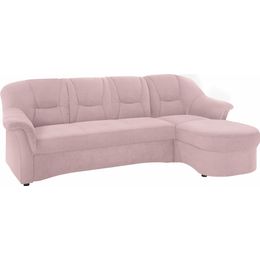 Ecksofa DOMO collection "SARAFINA 232x146 cm, auch mit Federkern f&uuml;r noch mehr Sitzkomfort", rosa (flamingo), B:232cm H:83cm T:146cm, Luxus-Microfaser (92% Polyester, 8% Nylon);Microfaser PRIMABELLE (100% Polyester);Microfaser PRIMABELLE (100% Polyester) / Struktur (90% Polyester; 10% Polyacryl), Sofas, Ecksofa, whlw. mit Bettfunktion, L-Form