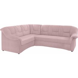 Ecksofa DOMO collection "SARAFINA 240x190 cm, auch mit Federkern f&uuml;r mehr Sitzkomfort", rosa (flamingo), B:240cm H:83cm T:190cm, Microfaser PRIMABELLE (100% Polyester) / Struktur (90% Polyester; 10% Polyacryl);Luxus-Microfaser (92% Polyester, 8% Nylon);Microfaser PRIMABELLE (100% Polyester), Sofas, Ecksofa, whlw. mit Bettfunktion, elegantes Design, L-Form