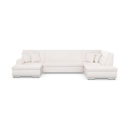Wohnlandschaft DOMO collection "TREVISO inkl. Zierkissen, moderne Steppung, XXL: 364x201x83 cm", beige (creme), B:364cm H:83cm T:201cm, 95% Polyester, 5% Polyamid, Sofas, Wohnlandschaft, wahlweise mit Bettfunktion, in vielen Bezugsarten auch in Cord U-Form