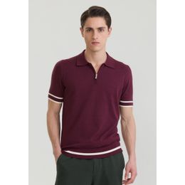 Poloshirt FELIX HARDY "Polo Shirt Kurzarm mit Rei&szlig;verschluss", Herren, Gr. L, bordeaux, 100% Baumwolle, Shirts