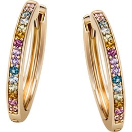 Paar Creolen Firetti "Schmuck Geschenk Silber 925 Ohrschmuck Ohrringe Regenbogen", bunt (gelbgoldfarben, dunkelblau, pink, rostbraun, gelb, hellgr&uuml;n, hellblau, lila, dunkelblau, pink, rostbraun, gelb, hellgr&uuml;n, hellblau, lila), Ohrringe, Damen, Silber 925 (Sterlingsilber), mit Topas (behandelt), Amethyst, Citrin, Peridot, Rhodolith, Topas