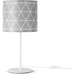 Paco Home Tischleuchte "Stella 401", wei&szlig; (grau), 1, &Oslash; 18cm H: 36,5cm, Leuchten, Nacht Schreib &Oslash; 18cm Skandi Rauten H&ouml;he 36,5cm E14, Tischleuchte