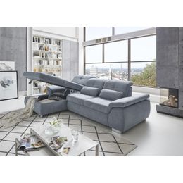 Ecksofa DIE PLANBAR "MP-IN16037 L-Form mit Federkern-Polsterung", blau (ice), B:289cm H:85cm T:195cm, 100% Polyester, Sofas, Ecksofa, mit Sitztiefenverstellung & Zierkissen