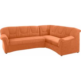 Ecksofa DOMO collection "SARAFINA 240x190 cm, auch mit Federkern f&uuml;r mehr Sitzkomfort", orange (terrakotta), B:240cm H:83cm T:190cm, Microfaser PRIMABELLE (100% Polyester) / Struktur (90% Polyester; 10% Polyacryl);Luxus-Microfaser (92% Polyester, 8% Nylon);Microfaser PRIMABELLE (100% Polyester), Sofas, Ecksofa, whlw. mit Bettfunktion, elegantes Design, L-Form