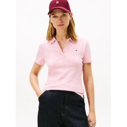Poloshirt Tommy Hilfiger "1985 Slim Fit Pique Premium", Damen, Gr. XL (42), pink, Piqu&eacute;, Obermaterial: 96% Baumwolle, 4% Elasthan, unifarben, slim fit h&uuml;ftlang, abgesteppt, Shirts, mit Logostickerei, mit Seitenschlitzen