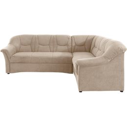 Ecksofa DOMO collection "SARAFINA 240x190 cm, auch mit Federkern f&uuml;r mehr Sitzkomfort", beige, B:240cm H:83cm T:190cm, Microfaser PRIMABELLE (100% Polyester) / Struktur (90% Polyester; 10% Polyacryl);Luxus-Microfaser (92% Polyester, 8% Nylon);Microfaser PRIMABELLE (100% Polyester), Sofas, Ecksofa, whlw. mit Bettfunktion, elegantes Design, L-Form
