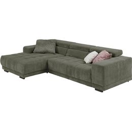 Ecksofa DIE PLANBAR "MP-IN15053 L-Form schmaler Schenkel", forest, B:303cm H:75cm T:190cm, 88% Polyester; 12% Polyamid, Sofas, Ecksofa, mit Kopfteilverstellung, wahlweise mit manueller Vorziehbank