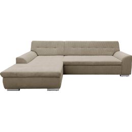 Ecksofa DOMO collection "TREVISO viele Bez&uuml;ge, auch in Cord, L-Form, 267x80x83 cm", braun (schlamm), B:267cm H:83cm T:178cm, 100% Polyester, Sofas, Ecksofa, mit Bettfunktion, inkl. Zierkissen, Unser Dauertiefpreis