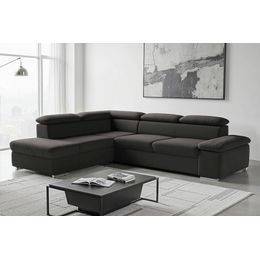 Sit & More Ecksofa SIT & MORE "Valantine L-Form, B: 272 cm", schwarz, B:272cm H:73cm T:226cm, 100% Polyester;Luxus-Kunstleder/Struktur (88% Polyester, 12% Polyamid), Sofas, Ecksofa, mit Arm- & Kopfteilverstellung, optional mit Bettfunktion