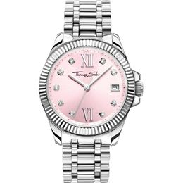 Quarzuhr Thomas Sabo "DIVINE", silber (silberfarben, rosa), Armbanduhren, Damen, Quarzuhr, Armbanduhr,Damenuhr,Mineralglas m. Saphirbeschichtung,Edelstahlarmband