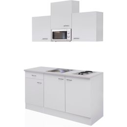 Pantryk&uuml;che Flex-Well "Wito", wei&szlig; (k&uuml;che: wei&szlig;, front: wei&szlig;, korpus: wei&szlig;, arbeitsplatte: fantasie), B:150,5cm H:200cm T:60cm, Komplettk&uuml;chen-Sets, Gesamtbreite 150cm, mit Mikrowelle und Kochfeld, viele Farbenvarianten