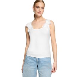 Tanktop Zero "Damen mit Rundhalsausschnitt", Damen, Gr. 34, brilliant wei&szlig;, Rippware, Obermaterial: 5% Elasthan, 95% Baumwolle, figurbetont normal, Rundhals, Tops Tanktop, Spitze