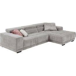 Ecksofa DIE PLANBAR "MP-IN15053 L-Form schmaler Schenkel", grau, B:303cm H:75cm T:190cm, 88% Polyester; 12% Polyamid, Sofas, Ecksofa, wahlweise mit Kopfteilverstellung und manueller Vorziehbank