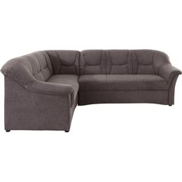 Ecksofa DOMO collection "SARAFINA 240x190 cm, auch mit Federkern f&uuml;r mehr Sitzkomfort", grau (stone), B:240cm H:83cm T:190cm, Microfaser PRIMABELLE (100% Polyester) / Struktur (90% Polyester; 10% Polyacryl);Luxus-Microfaser (92% Polyester, 8% Nylon);Microfaser PRIMABELLE (100% Polyester), Sofas, Ecksofa, whlw. mit Bettfunktion, elegantes Design, L-Form
