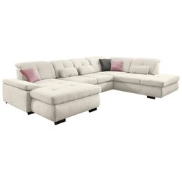 Ecksofa DIE PLANBAR "MP-IN16012 U-Form, mit Kaltschaum-Polsterung", beige (natur), B:371cm H:85cm T:260cm, 85% Polyester;15% Nylon, Sofas, Ecksofa, inkl. Sitztiefenverstellung wahlweise mit weiteren Funktionen